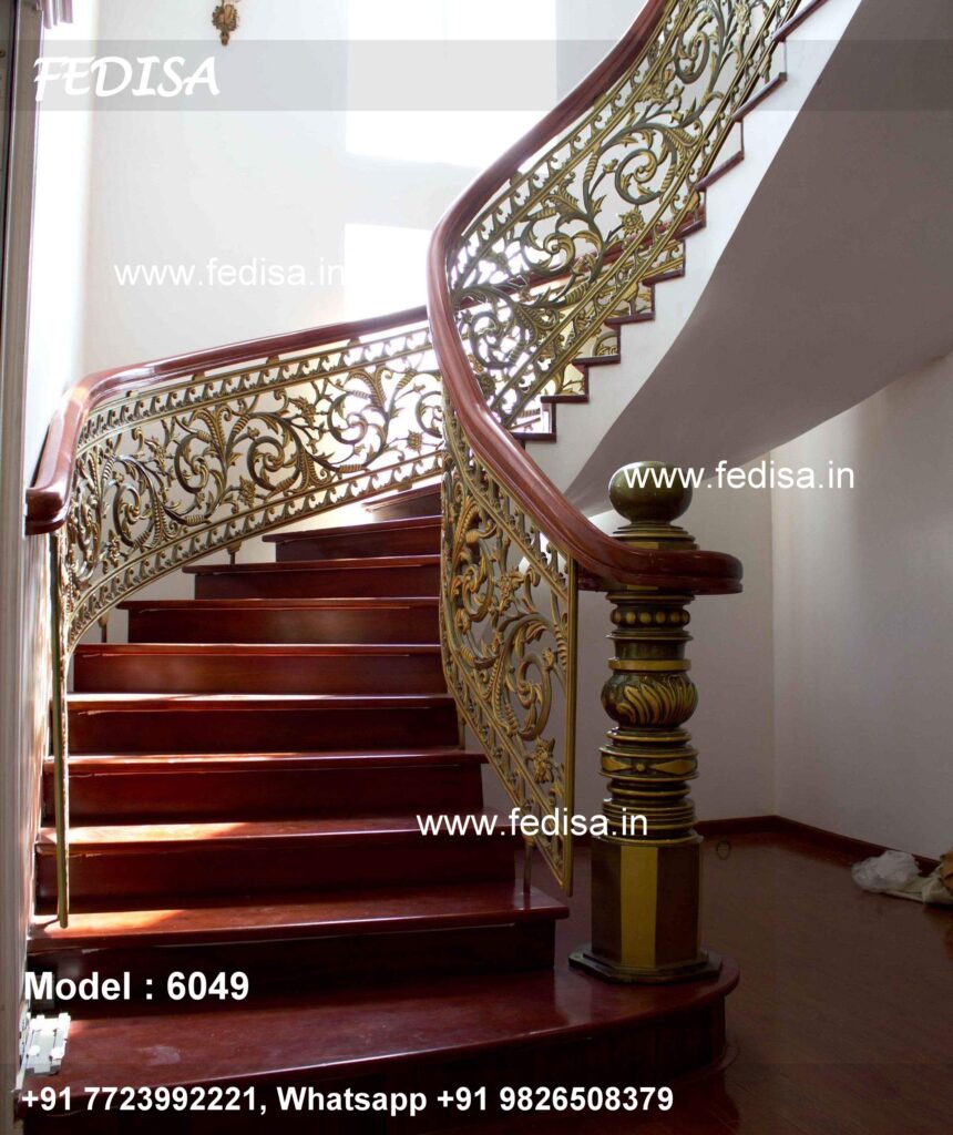 Brass Stair Railing Balcony Full Grill Design Jeene Ki Railing Ki ...