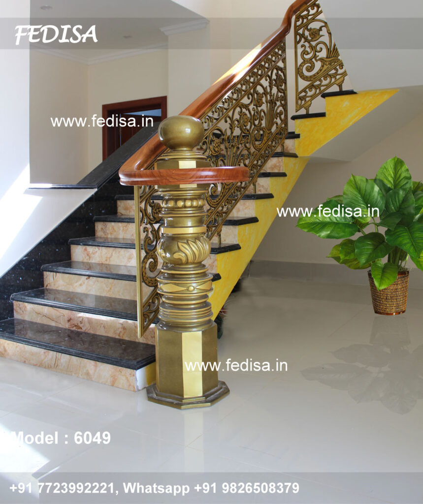 Brass Stair Railing Balcony Glass Design Chhat Ki Railing Lohe Ki ...